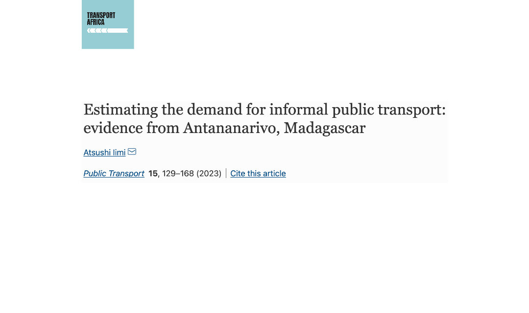 Estimating the demand for informal public transport: evidence from ... Estimating the demand for informal public transport: evidence from ...