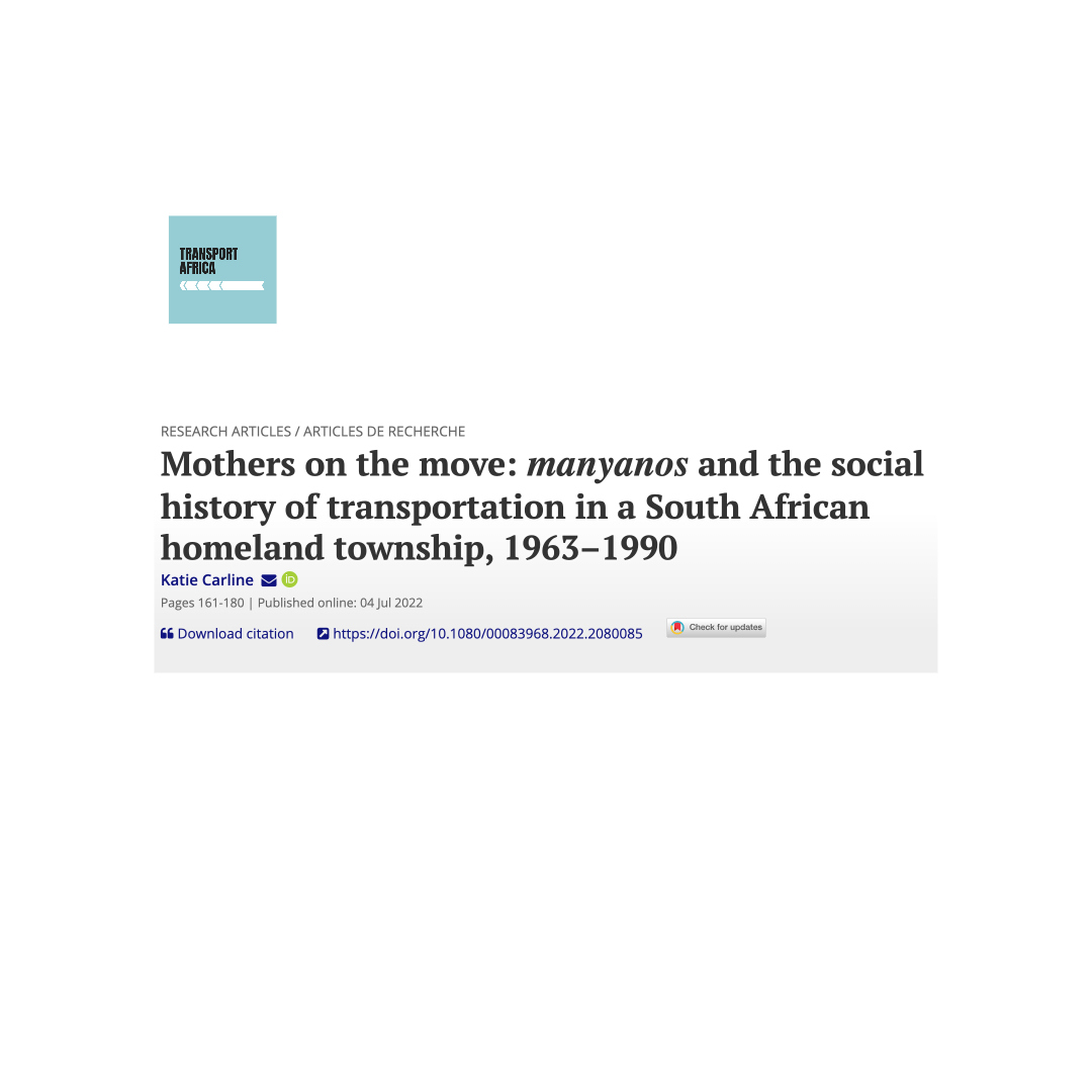 Mothers on the move: Manyanos and the social history of transportation ...